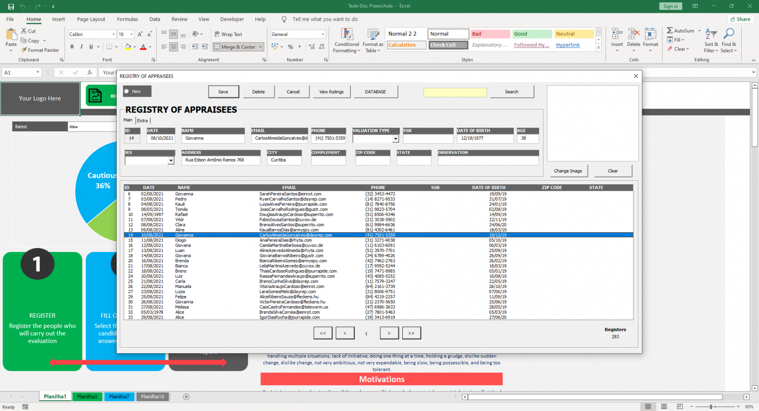 DISC Profile Test Worksheet - Spreadsheets Templates