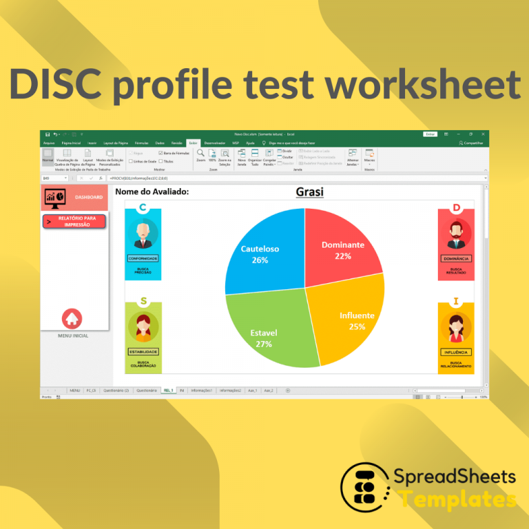 DISC profile test worksheet - Spreadsheets Templates