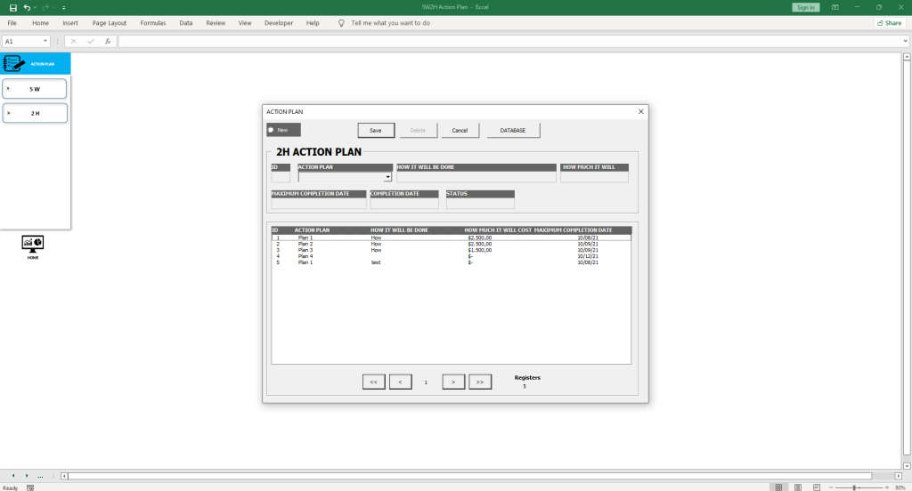 5W2H Action Plan Worksheet - Spreadsheets Templates
