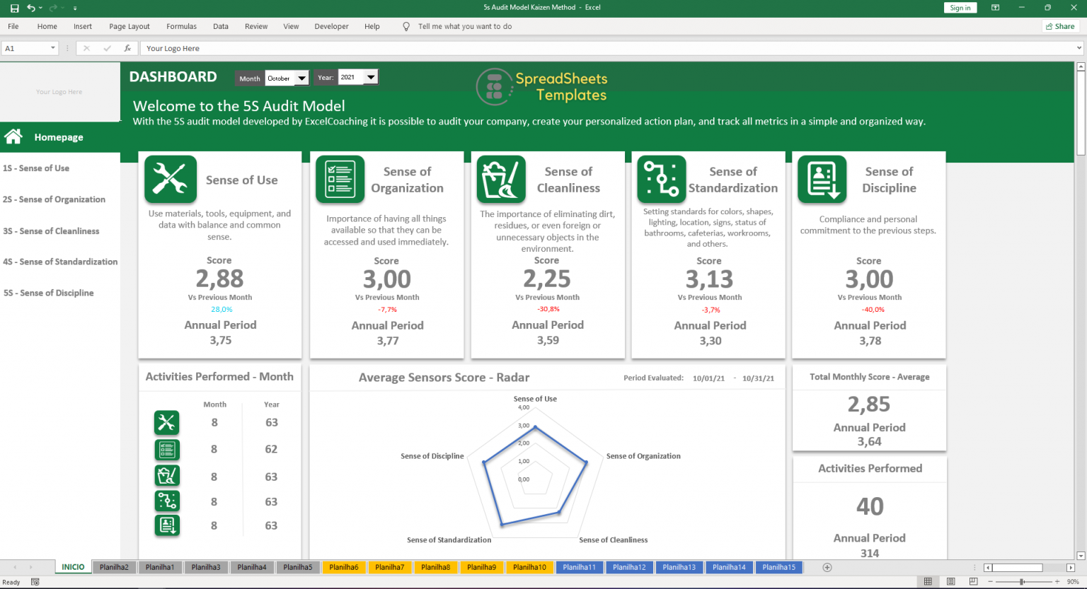 Kaizen Templates: Workplace 5S Audit Sheet - Spreadsheets Templates