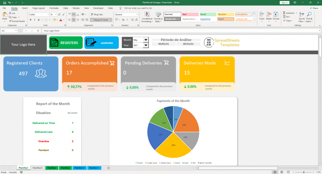 Order Delivery Control Worksheet - Spreadsheets Templates