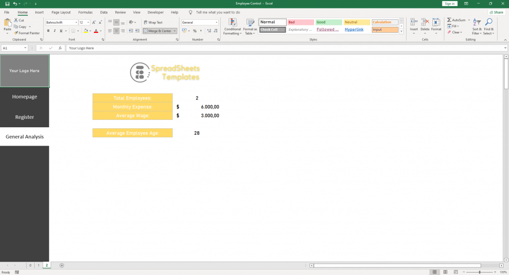 Employee Control - Spreadsheets Templates