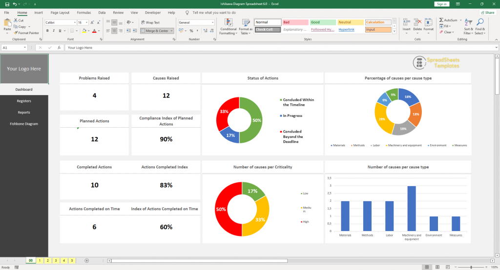Ishikawa Diagram Worksheet - Spreadsheets Templates
