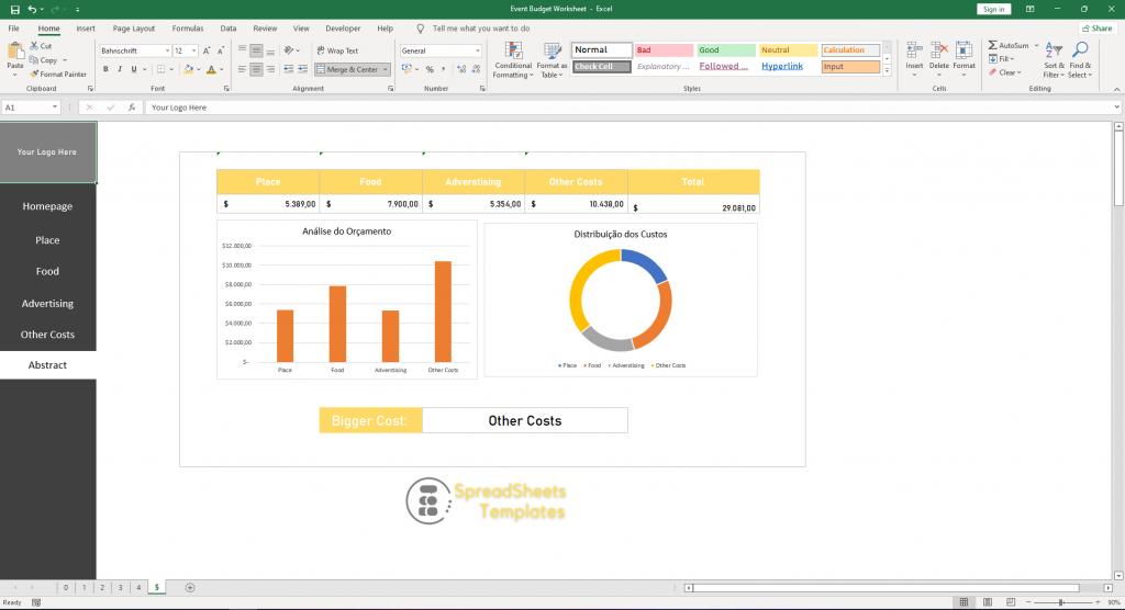 Event Budget Worksheet - Spreadsheets Templates
