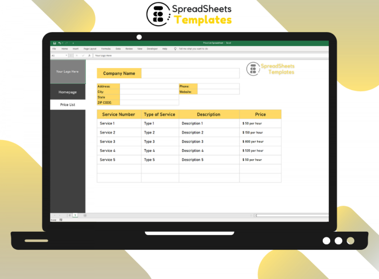 Price List Spreadsheet - Spreadsheets Templates