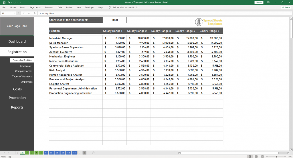 Employee Payment Spreadsheet - Control of Positions and Salaries ...