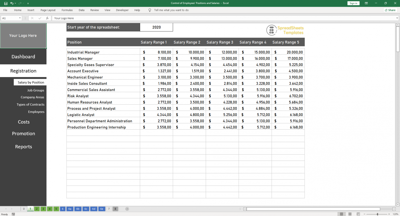 Employee Payment Spreadsheet – Control of Positions and Salaries ...